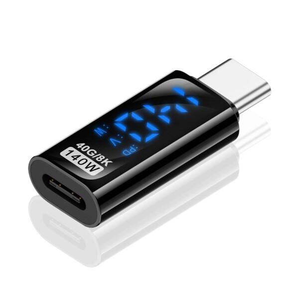Poyiccot USB C 延長アダプタ140W、USB-C to USB C 出力スクリーン表示 変換アダプタ、40Gbps USB Cアダプタ高速データ転送、LED出力スクリーン表示 Type-C コネクタ、 携帯電話/ラップトップ/...