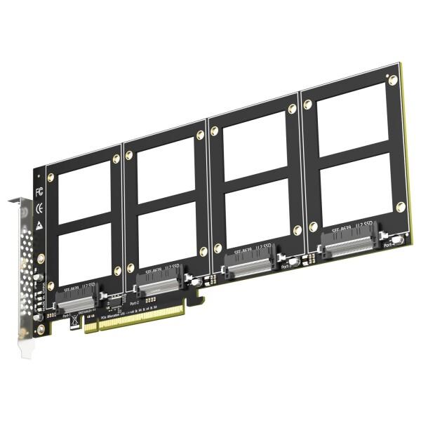 GLOTRENDS PU41 4枚のU.2 PCIe 変換アダプタ, PCIe 4.0 x16 インターフェース, PCIe 分岐機能に非対応, U.2 SSD ソフト RAID に対応商品コード：49072255219型番：PU41サイズ...