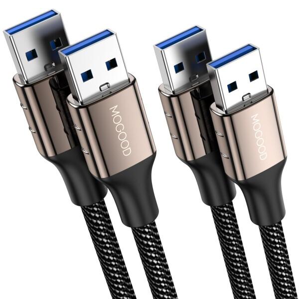 MOGOOD USB 延長ケーブル USB 3.0 ケーブル タイプA-タイプA オス-オス (2m+2m) USB to USBケーブル HDDエンクロージャ、カメラ、手書きボード、TV Box、カメラ、DVDプレーヤー、プリンタ、モデム...