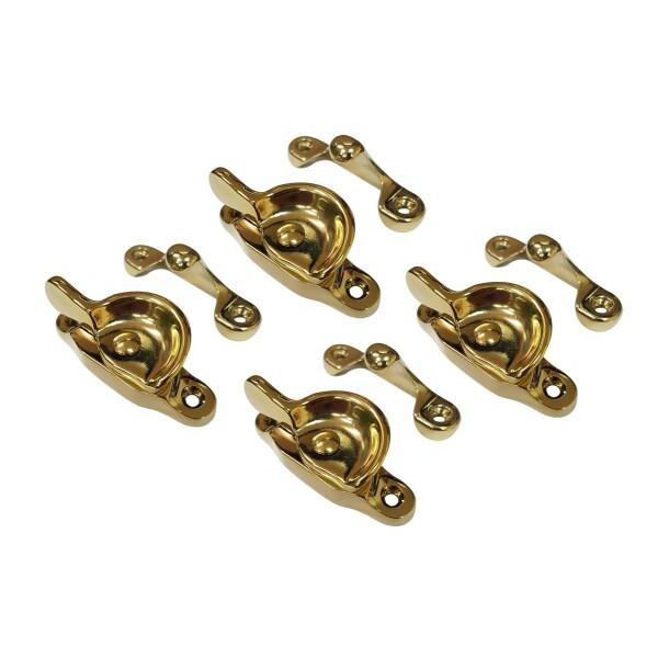 QCAA 鍛造 真鍮 サッシュ ロック ソリッド ブラス, CTC 2",ブライト ブラス, US3, 4パック, 台湾製商品コード：49072484368型番：SL04-004サイズ：4packカラー：明るい 真鍮ガタガタを防げる高耐久ス...