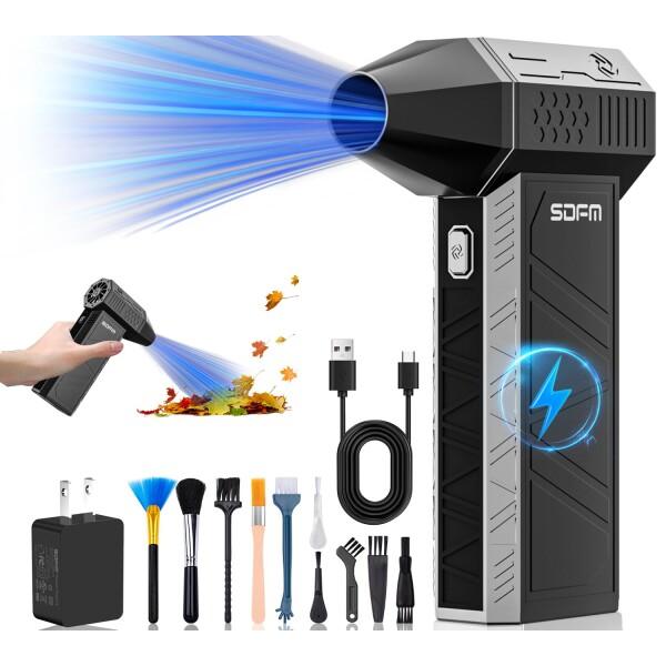SDFM エアダスター 電動 小型 ブロワー  130000rpm高速回転 強力 電動エアダスター 風量調整 ブロアー Type-C充電式 ミニ ぶろわー 強磁力・取替えノイズ 洗車・掃除・空気入れ対応 (ブラック)商品コード：490725...