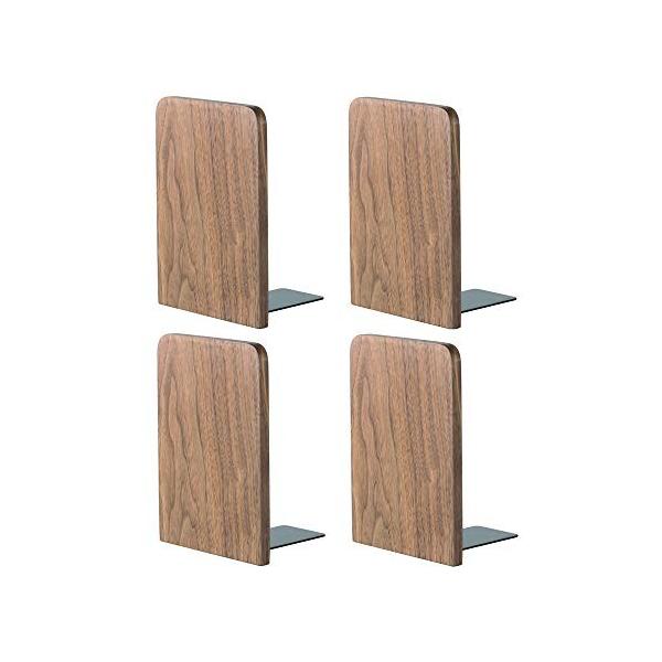 Muso Wood 木製 ブックエンド,8*13cm (2ペアパック) (ウォールナット)商品コード：49072516333型番：sl013-sカラー：ブックエンド-2セット素材:ウォールナット,鉄,塗装: ワックスオイルサイズ(約): W...