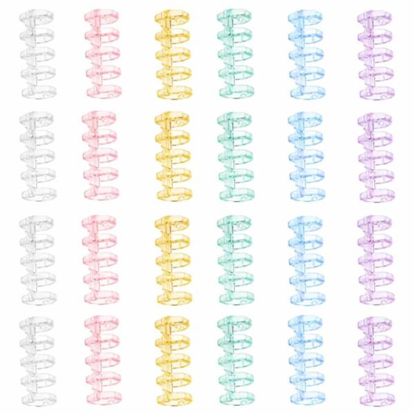 YUWENW 5穴 バインダーリング 6色 24個セット プラスチック製 ファイル本製作 A4/A5/B5製本用とじ具 リーフバインダーリング ブックリング 資料保存 整理 カレンダー 手帳 リング システム アルバム学習商品コード：490...