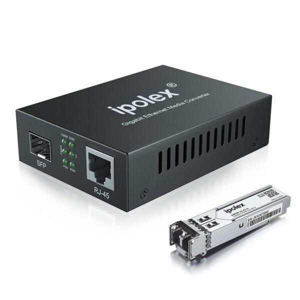 ipolex 光回線 メディアコンバーター デュプレックスマルチモード SFPモジュール付属（850nm/550m）10/100/1000Base-Tx から 1000Base-SX ギガビット ファイバー メディアコンバーター商品コード：...