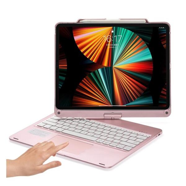 360度回転 iPad Air 13インチ (M4/M3/M2)用の キーボード タッチパッド搭載 iPad Pro 12.9インチ 第6/5/4/3世代用の キーボードケース 一体型 バックライト 折り畳み カバー トラックパッド App...