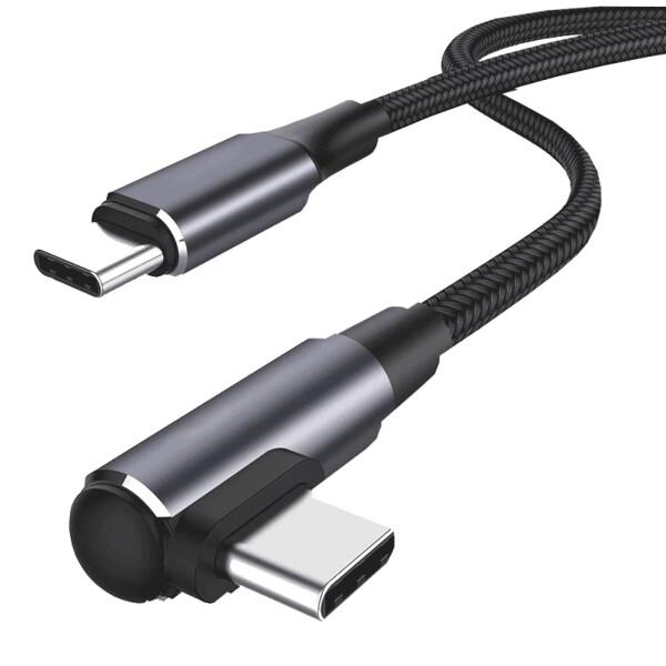 USB Type C ケーブル L字高速データ転送 高耐久ナイロン編み Type c to Type c タイプC ケーブル MacBook Pro、iPad Pro/Air、iPad mini 6、Xperia、Galaxy、Pixel等...