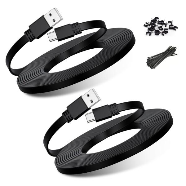 Basesailor マイクロUSB電源ケーブル（2本）、フラットマイクロUSB充電電源コード、Wyze Cam Pan、Yi Cam、Nest Cam、Blink Mini XT XT2 アウトドア（第3世代 カメラ）カメラ、Furbo ...