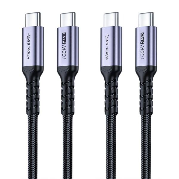 3 m USB C 3.1第2世代ケーブル2本、SUMPK 100 W急速充電10 Gbps高速伝送ケーブル、ディスプレイ用4 k 60 hzビデオ出力PD線、Thunderbolt 3、Galaxy S 21商品コード：490730896...