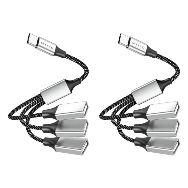 MOGOOD USB C 分岐器 Type C 分岐器 USB Cオスから3つのUSBメスケーブルアダプタ MacBook、iPadPro Air、Microsoft Surface Go、PC、ノートパソコンのマルチハブに適しています対応...