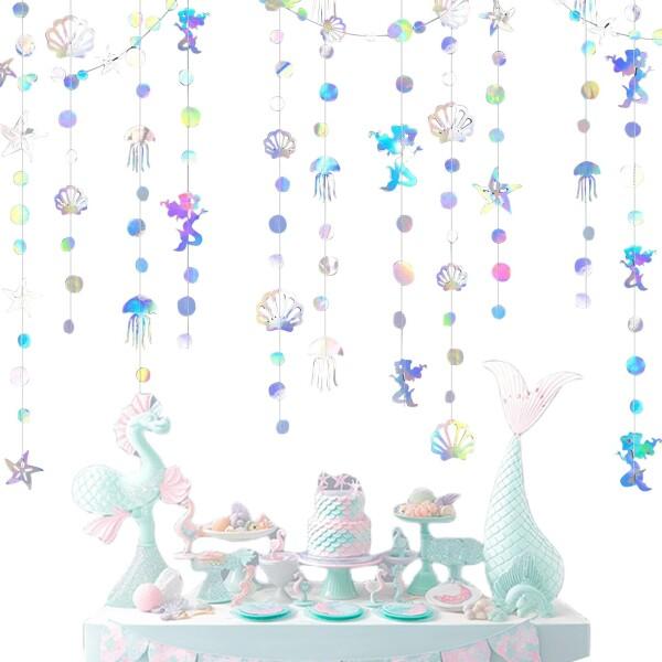 ガーランド 4本セット 人魚 貝殻 クラゲ ヒトデ パーティー 海底パーティー 誕生日装飾 飾り付け 結婚式の飾り付け 吊り飾り 幼稚園 保育園 部屋の装飾 誕生日 壁装飾 ブリンブリン (4本セット A)商品コード：49073211738...