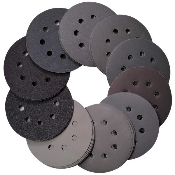 Aewio 耐久 サンドペーパー #120 - #2000 丸型 8穴あき サンダー用 紙やすり 120 180 240 320 400 600 800 1200 1500 2000 各5枚 (50枚セット 10タイプ #120 - #20...