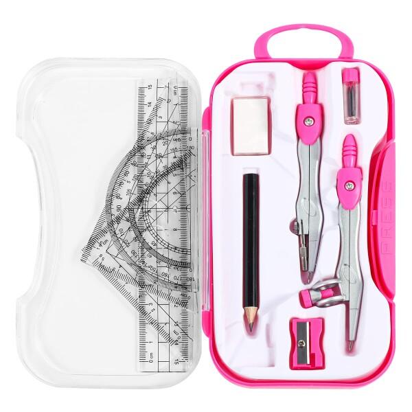 数学ツール キット (コンパス 定規 消しゴム 削り器 セット) 学校 オフィス用 多機能 文房具 キット (赤)商品コード：49073355514型番：BANJIカラー：レッドパッケージには、コンパス 2 個、三角形 2 個、6 インチの...