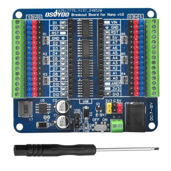 OSOYOO Nano IO 拡張 センサー シールド UNO R3 Nano V3.0用 ブレークアウトボード Arduino Nano用端子拡張ホルダー 5V 3.3V出力商品コード：49073359935型番：IO_Breakout_...