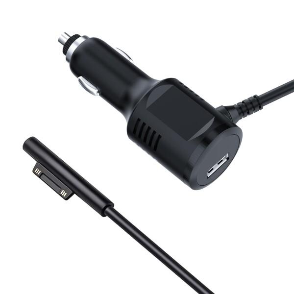 VHBW Surface Pro 車用充電器 対応Suface Pro3/Pro4/Pro5/Pro6/Pro7 互換1800/1625/1735/1736 USB-Aポート付き 1.5m PSE認証商品コード：49073360258型番：...