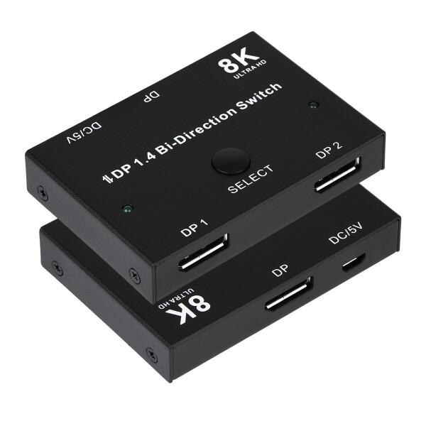 8K Displayport 切替器 DP 1.4 双方向 DP切替器 Displayport 切替器 8K@30Hz 4K@120Hz HDCP対応 1080P解像度対応 1入力2出力 2入力1出力 DP手動スイッチャー PC/HDTV/...