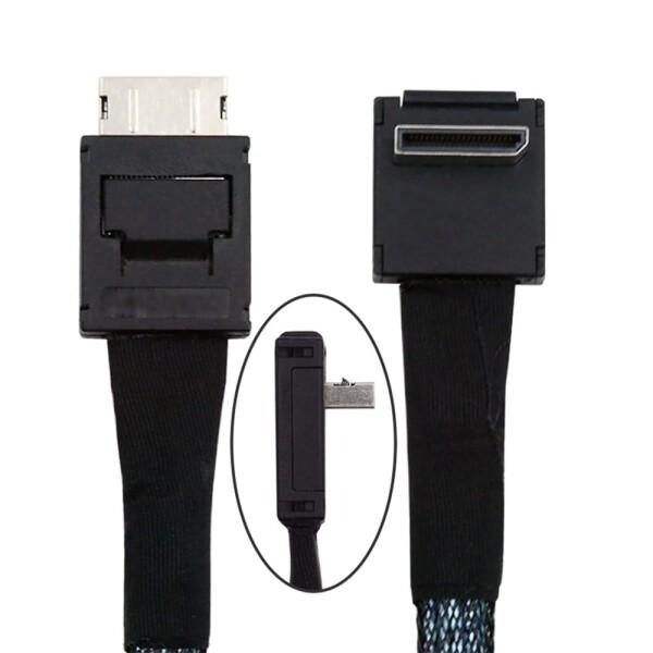 xiwai ダウンアングル 90度コネクタ デュアルシールド OcuLink PCIe 4.0 PCI-Express SFF-8611 4i オス - SFF-8611 オス データアクティブケーブル 外部eGPU SSD用、80cm, ...