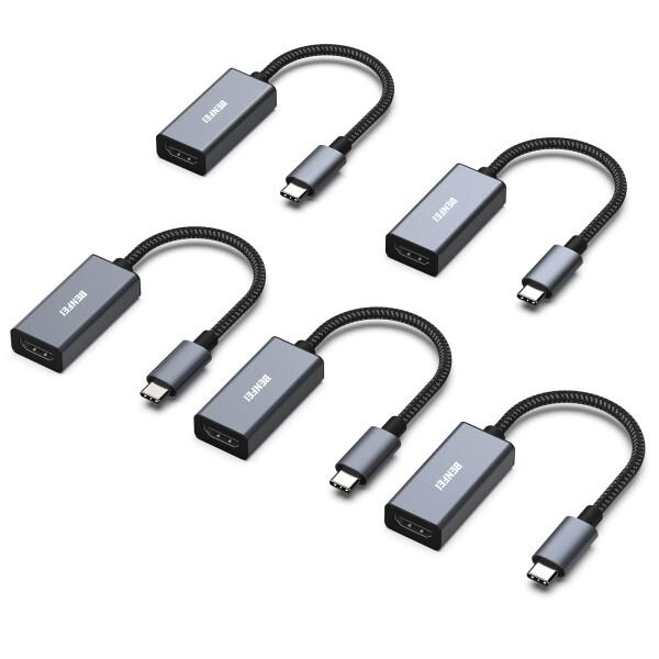 BENFEI 5個 USB C - HDMI 変換アダプタ 4K USB Type-C HDMI アダプタ (Thunderbolt 3 / 4) 互換タイプC 変換 (4K@60Hz 映像出力) iPhone 16 Pro/Max, Ma...