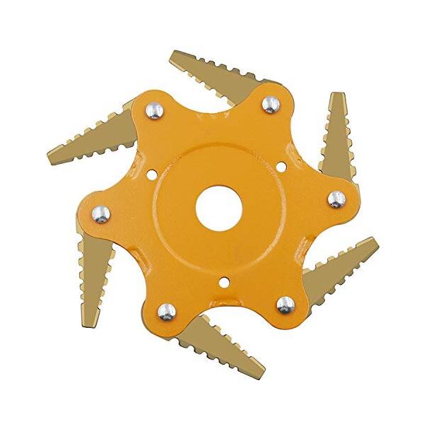 WINGONEER歯付き芝刈り機ツール、6枚葉カッター、6枚葉サイクロンツール、農業用除草機付属品-黄色商品コード：49073447071高品質-芝刈り機のブレードは、高品質、長寿命、高品質の素材で作られています。50mmのヘッドピースは、...