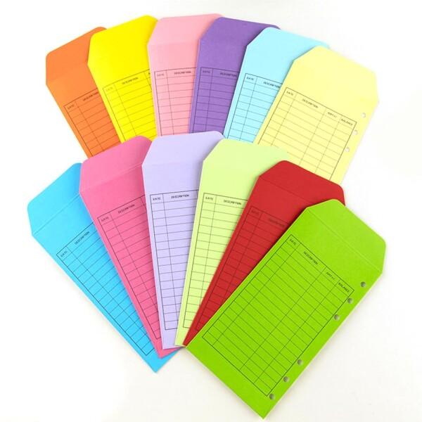 現金封筒 予算封筒 予算システム お金管理 予算シート 予算管理 家庭用 仕事用 業務用 12色 12枚セット 家計管理 集金袋 6穴 パンチ穴付き システム節約 月謝袋 挨拶状封筒 19x8.7cm商品コード：49073875397型番：...