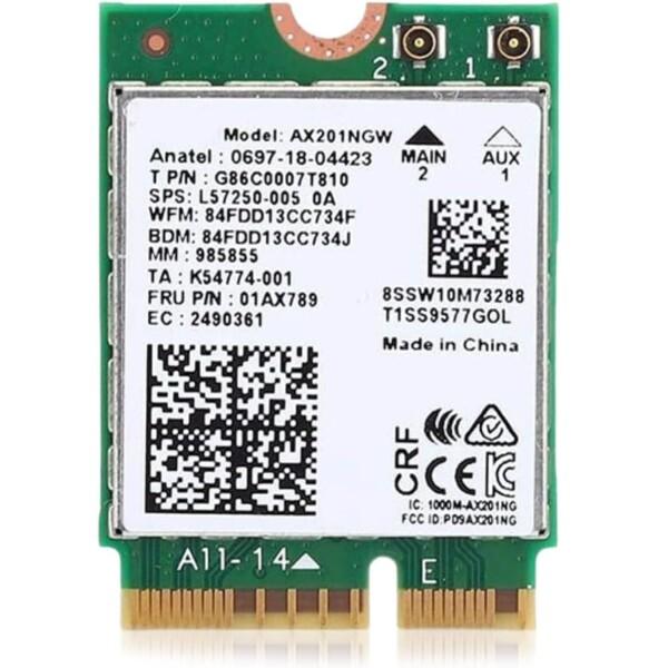 Laptopdiyparts インテル Wi-Fi 6 AX201 (CNVi専用) AX201NGW 802.11ax/ac Dual band 2x2 160MHz + Bluetooth 5 M.2 Card for Windows ...