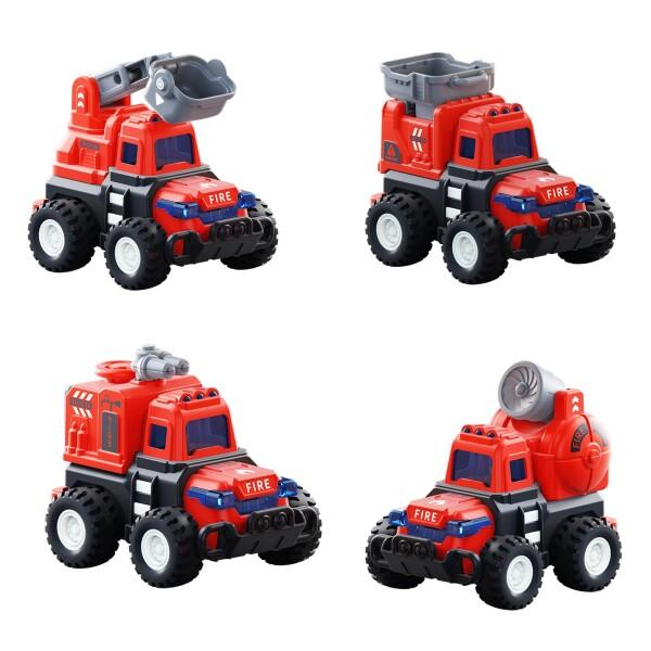 消防車 玩具 はたらく車 おもちゃ ミニカー - 緊急車両セット 押して進むのトラック ABS製 知育玩具 男の子 女の子 プレゼント 砂場セット向け（4台セット）商品コード：49073976759型番：SF-18【4種類の消防車】多くの子...
