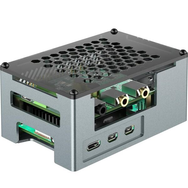 InnoMaker Raspberry Pi 5用アルミケース - 3510 PWMファン＆ヒートシンク付き、DAC/DAC PRO/AMP/AMP PRO/RS485&amp;CAN HATおよび拡張ボード対応商品コード：49074115...