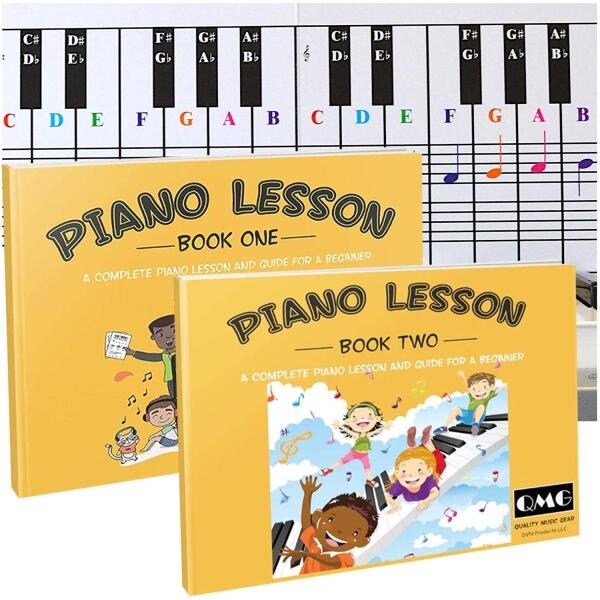 Piano and Keyboard Note Chart and Complete Color Note Piano Music Lesson and Guide Book 1 and Book 2 for Kids and Beginn...