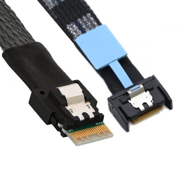 CY Cable PCI-E 5.0 Mini Cool Edge IO MCIO PCI-E 4i 38ピン オス - SFF-8654 スリムライン 4X エクステンダーケーブル 50cm商品コード：49074595822型番：SF-0...