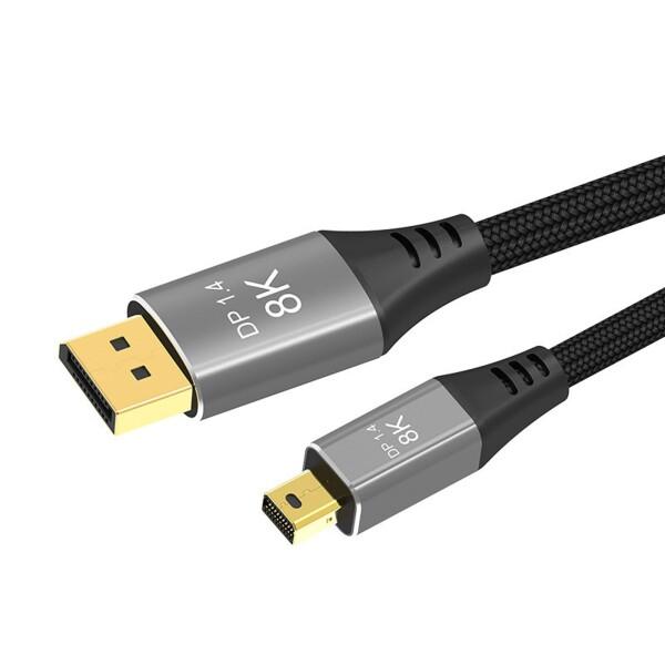 mini dp回転dp変換ケーブル8k@60Hz、4K@144/120Hz、2K@240／165 HZ（1 M）DP to DP最大32.4 Gbps高速、双方向Mini DP-DPケーブル、HDR/DSC/FreeSync/3 D等対応（...