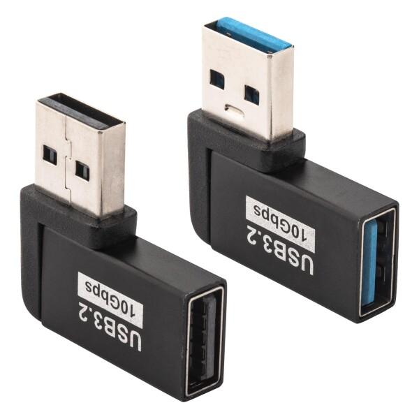 Leehitech USB A L字 アダプター 10Gbps 高速転送 (1個左方向と1個右方向) 90度直角 L字型 USB3.2 Gen2 A オス to A メス変換コネクター アルミニウム合金材料 小型 軽量 延長電源データアダプ...