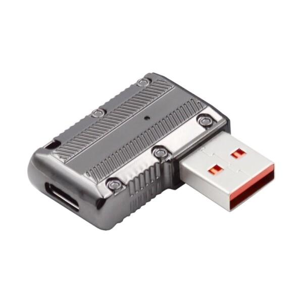 CY アダプター USB-C USB 3.1 Type C メス - USB 3.0 Type-A オス 90度 左角度 フラットタイプ 10Gbps データ 120W 電源アダプター メカ サイバーパンクスタイル商品コード：4907459...
