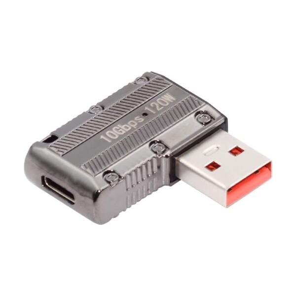 CY アダプター USB-C USB 3.1 Type C メス - USB 3.0 Type-A オス 90度 直角 フラットタイプ 10Gbps データ 120W 電源アダプター メカ サイバーパンクスタイル, UC-029-TC001...