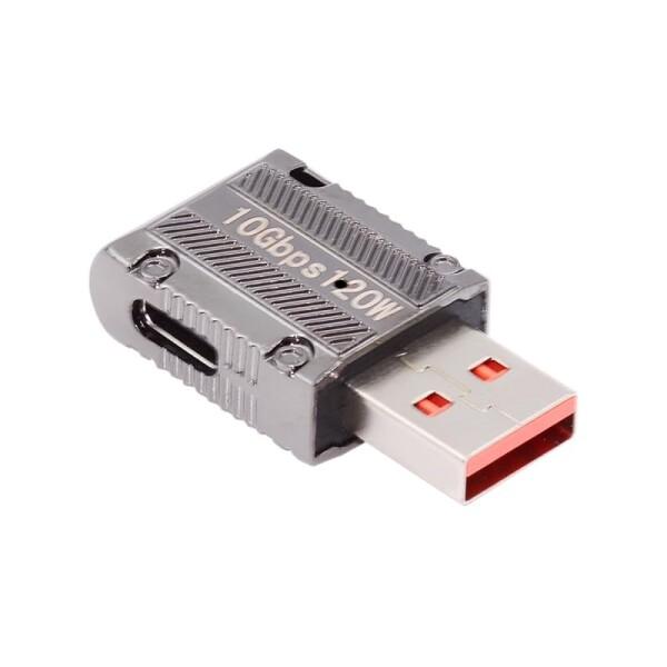 CY アダプター USB-C USB 3.1 Type C メス - USB 3.0 Type-A オス 90度 左角度 スリムタイプ 10Gbps データ 120W 電源アダプター メカ サイバーパンクスタイル商品コード：49074597...
