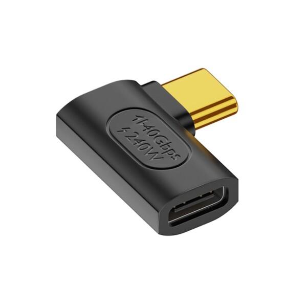 Duttek USB Type C L字型変換アダプタ, 40Gbps USB C L字 アダプタ、240W USBタイプCオスからメス延長アダプター、8K@60Hz対応、type-c 延長コネクタ、PlayStation 5、Xbox S...