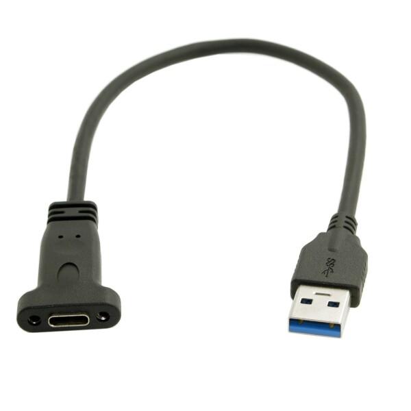chenyang CY USB Cケーブル、USB 3.0 Type A オス - Type C メス データケーブル 20cm パネルマウントネジ穴付き商品コード：49074641299型番：UC-042カラー：usb-c F to us...
