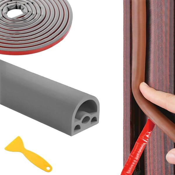 YUNHE 隙間テープ 高密度シリコーンゴム素材 隙間パッキン 防音テープ ゴムパッキン ドア隙間テープ 長さ6M 防音パッキン ドア 窓 気密 断熱 騒音軽減 すきま風防止 粘着テープ付き プラスチックヘラ付属(グレー, 幅14mm*厚さ...