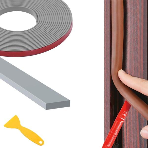 YUNHE 隙間テープ 高密度シリコーンゴム素材 隙間パッキン 防音テープ ゴムパッキン ドア隙間テープ 長さ6M 防音パッキン ドア 窓 気密 断熱 騒音軽減 すきま風防止 粘着テープ付き プラスチックヘラ付属(グレー, 幅9mm*厚さ2...