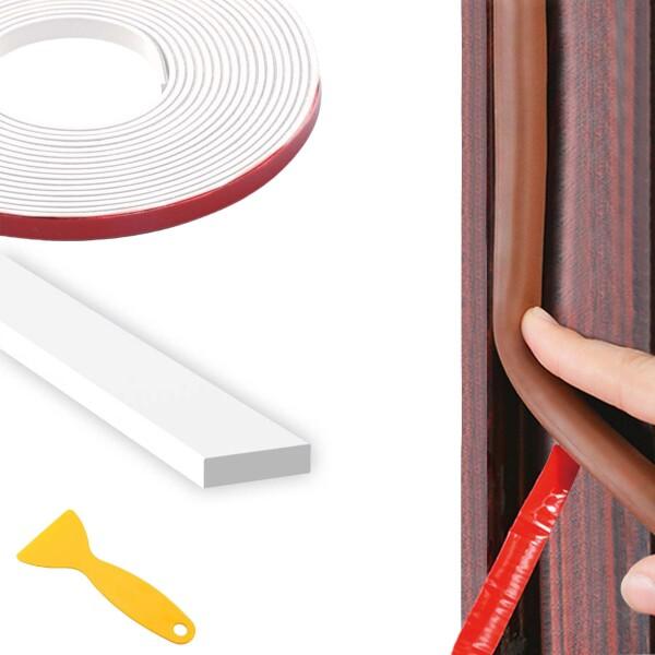 YUNHE 隙間テープ 高密度シリコーンゴム素材 隙間パッキン 防音テープ ゴムパッキン ドア隙間テープ 長さ6M 防音パッキン ドア 窓 気密 断熱 騒音軽減 すきま風防止 粘着テープ付き プラスチックヘラ付属(ホワイト, 幅9mm*厚さ...