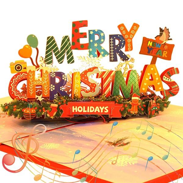 Kesote クリスマスカード 音楽付き メロディー付き 光る 立体 ポップアップカード グリーティングカード お祝いカード メッセージカード サンタ ツリー商品コード：49075448354型番：KST0509サイズ：W15cm x H2...