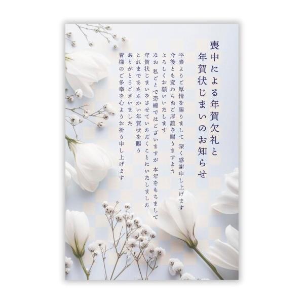 喪中はがき 10枚私製はがき インクジェット対応パピレイMOJ-214商品コード：49075449219型番：PA-SH24-MOJ-214サイズ：10枚入り/年賀状じまいカラー：03 白華清韻【年賀状じまい文】:喪中による年賀状欠礼のお知...