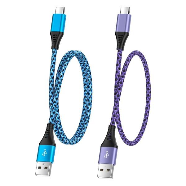 USB Type C ケーブル （0.3+0.5M) 3A急速充電 QC3.0対応 タイプｃ充電ケーブル 高耐久 ナイロン iPhone 16充電用 USB A to USB C ケーブル iPhone16シリーズ、 Galaxy A35 ...