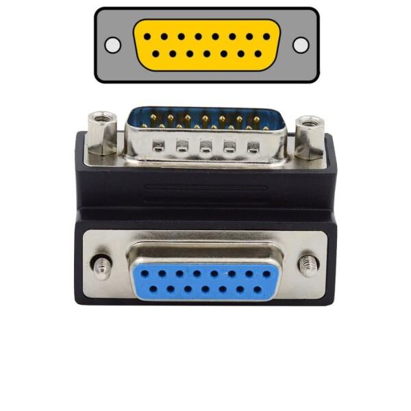 chenyang DB15ピン オス-メス 延長アダプター DSUB RS232 15ピン D-subminiature コネクター 90度UP 角度付き商品コード：49076258352型番：CY-DB-017-UPカラー：ブラック 角度...