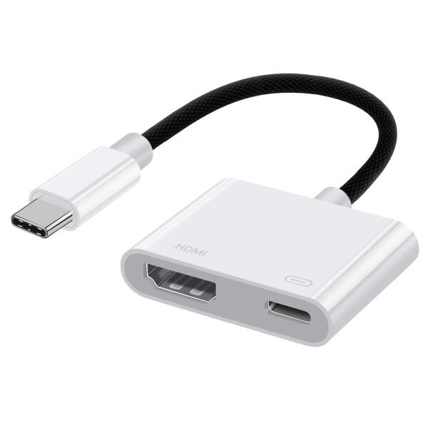 USB Type-C HDMI 変換アダプタ2in1 タイプC HDMI 変換アダプタ + タイプC PD100W急速充電ポート USB C H-DMIアダプタ 対応 Thunderbot 3 4, i-/Phone 17/16/15,i-...