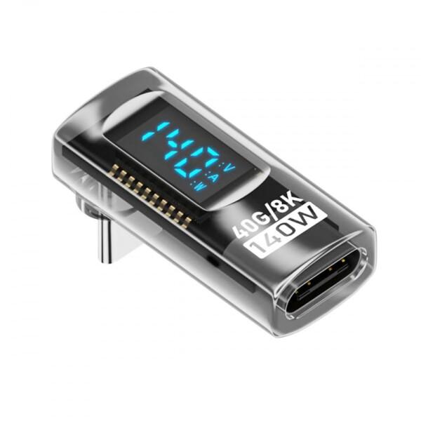 CY アダプター 透明タイプ C スマート LED ディスプレイ USB-C オス - メス 延長アダプター USB4.0 40Gbps 140W 上下角度 90 度 電流電圧監視商品コード：49076258573型番：UC-097-UP-...