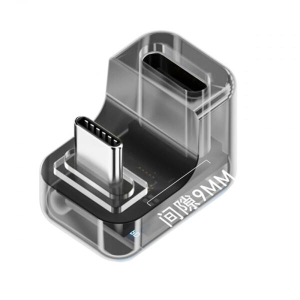 CY アダプター 透明タイプ C スマート LED ディスプレイ USB-C オス - メス 延長アダプター USB4.0 40Gbps 140W 反対 U 字型 バックアングル 電流電圧監視商品コード：49076258697型番：UC-0...