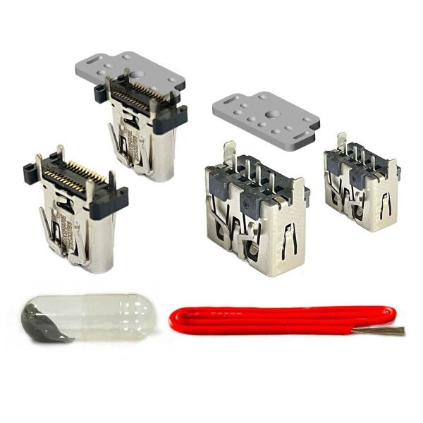 ElecGear USB ポート交換用のPS5 フロント USB A および C ポート (2 個 + 2 個) + はんだ除去加熱プレート、修理部品、特殊なはんだ除去ワイヤはんだ付けツールを含む商品コード：49076258721型番：US...