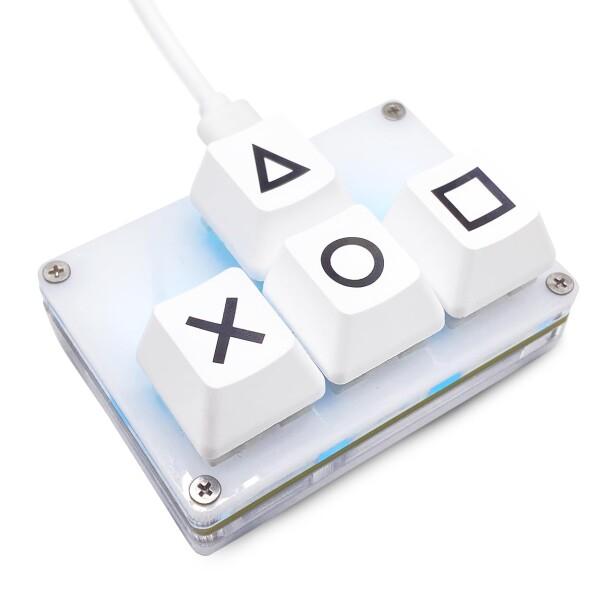 BTXETUEL Mini 4キーキーパッド WASD 矢印キー キーキャップ キーボード 片手メカニカル ゲーミングキーパッド プログラム可能 USB-C カスタマイズキーボード 仕事やゲーム用 (ホワイト X-B キーキャップ)商品コー...