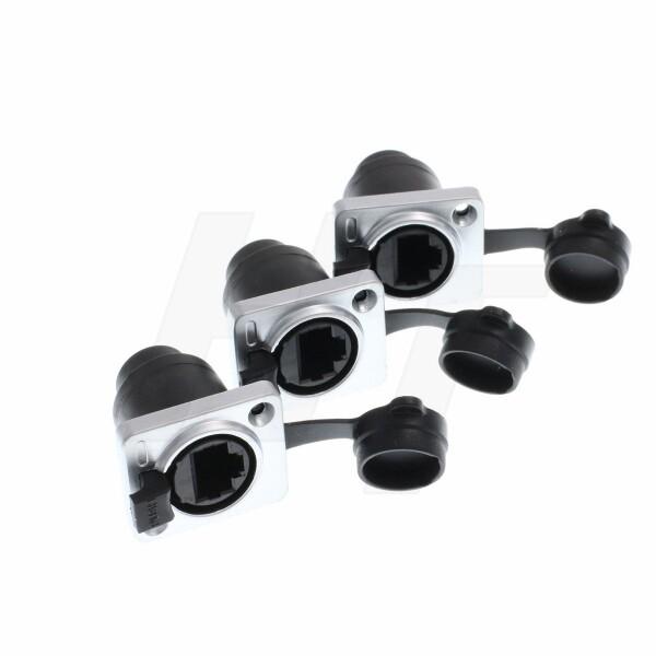 HangTon パネルマウント 防水 RJ45 コネクタ イーサネット ネットワーク Cat5e ソケット フィードスルー シャーシ レセプタクル(3パック、ソケット)商品コード：49076259911型番：8855893412957サイズ...