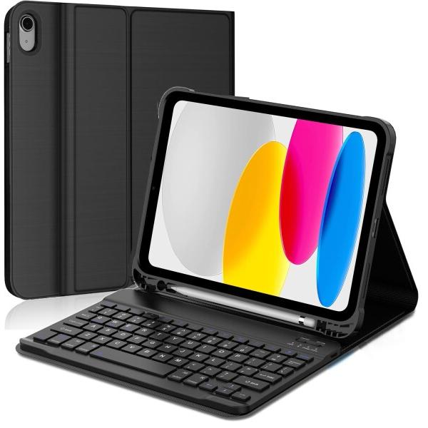 IVEOPPE iPad A16 11インチ/10.9インチ 超軽量キーボード ケース iPad 2025 第11世代/2022 第10世代 対応 英語配列 薄型 着脱式 ワイヤレス Bluetooth キーボードカバー ペン収納 磁気吸着...