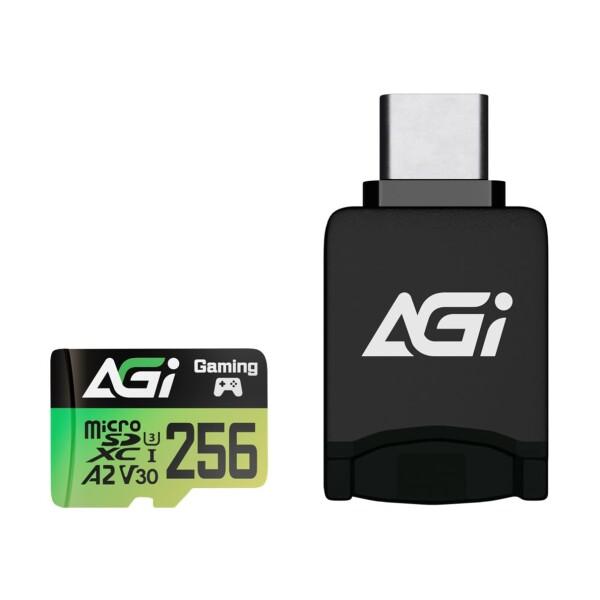 AGI 256GB TF138 マイクロsdカード/CR138 Type Cカードリーダー, Nintendo Switch動作確認済. MicroSDXC A2 U3 V30 4K UHS-I U3 (読み出し速度最大170MB/s、書き...